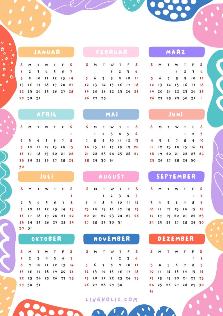 Days, Months, and Seasons in German - Ling Holic